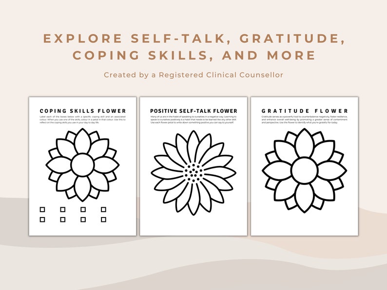 Mental Health Flower Coloring Pages: Coping Skills Art Therapy (PDF ...