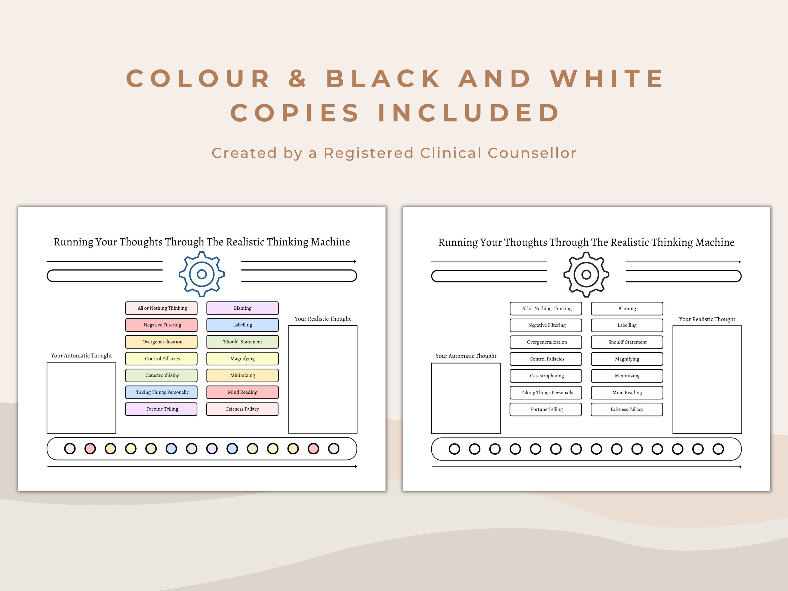 The Realistic Thought Machine Worksheet: Cognitive Behavioural Therapy ...
