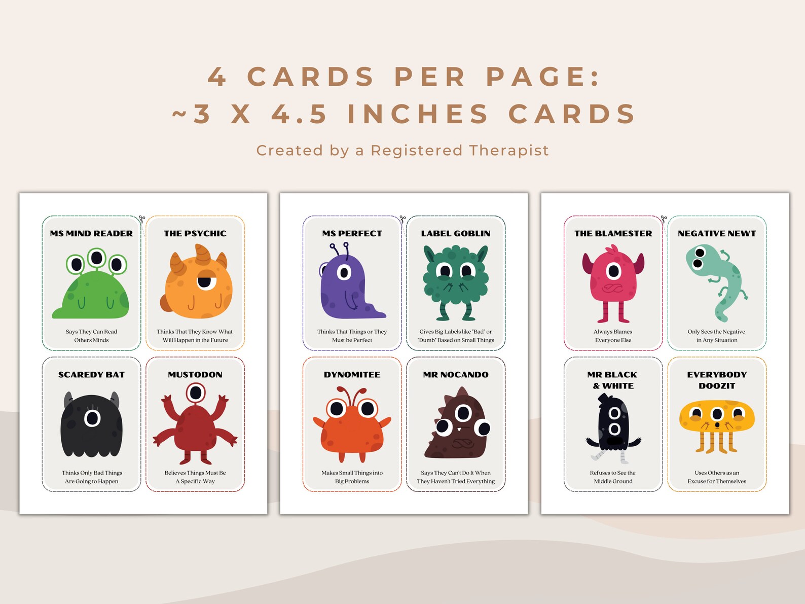 Thought Monsters Thinking Trap Cards for Kids and Children - Etsy Canada