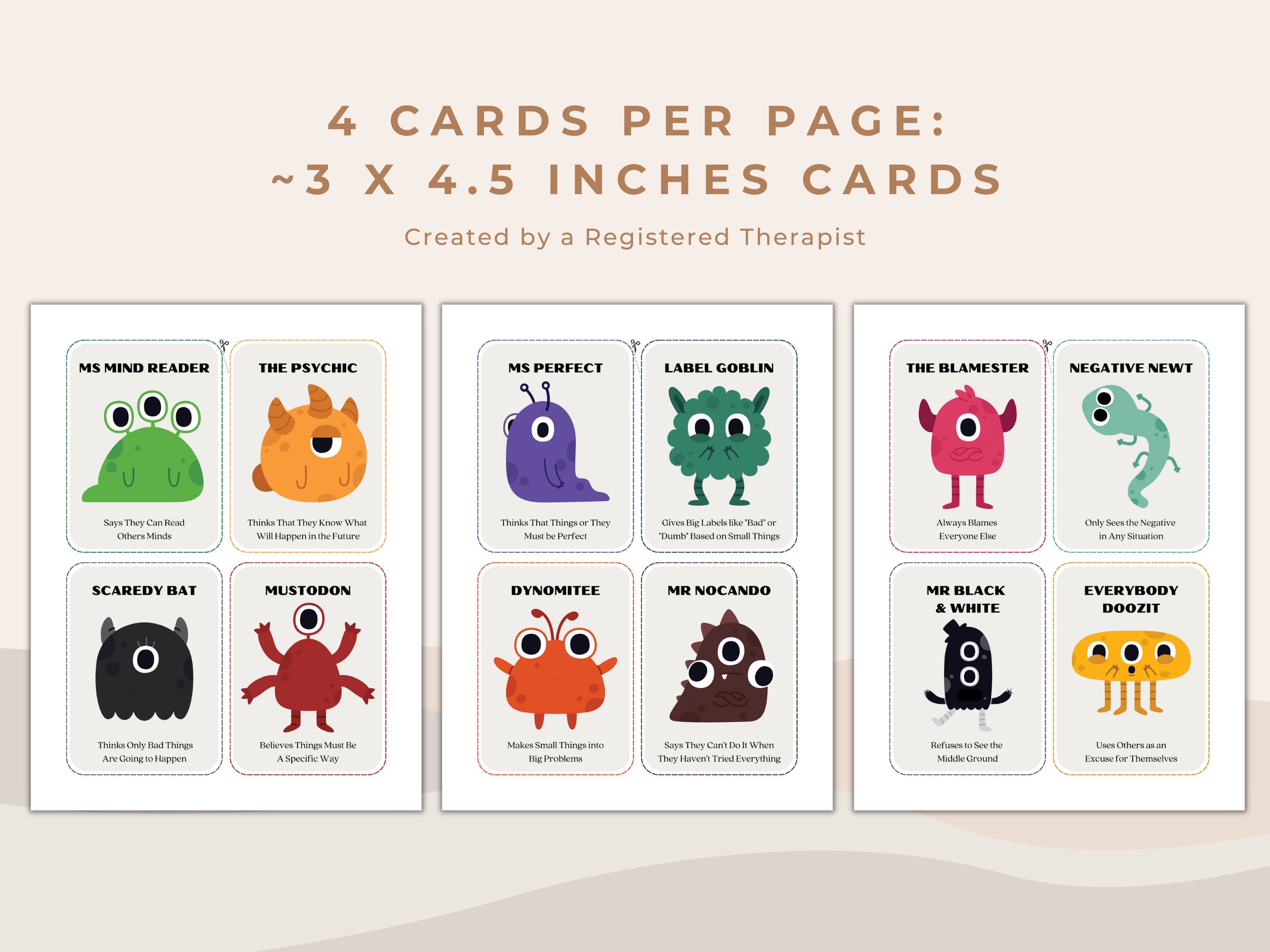 Thought Monsters Thinking Trap Cards for Kids and Children - Etsy Canada
