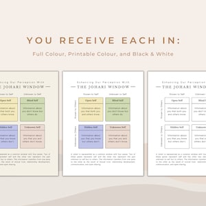 Johari Window Resource Bundle | Psychoeducation and Worksheets ...