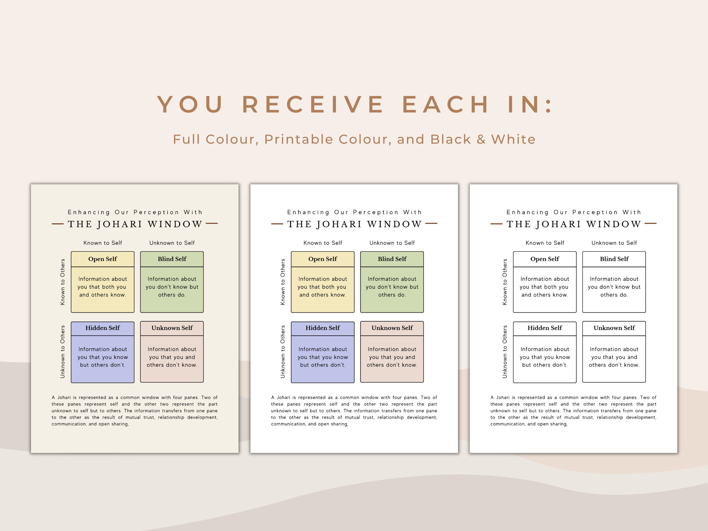 Johari Window Resource Bundle Psychoeducation and Worksheets - Etsy