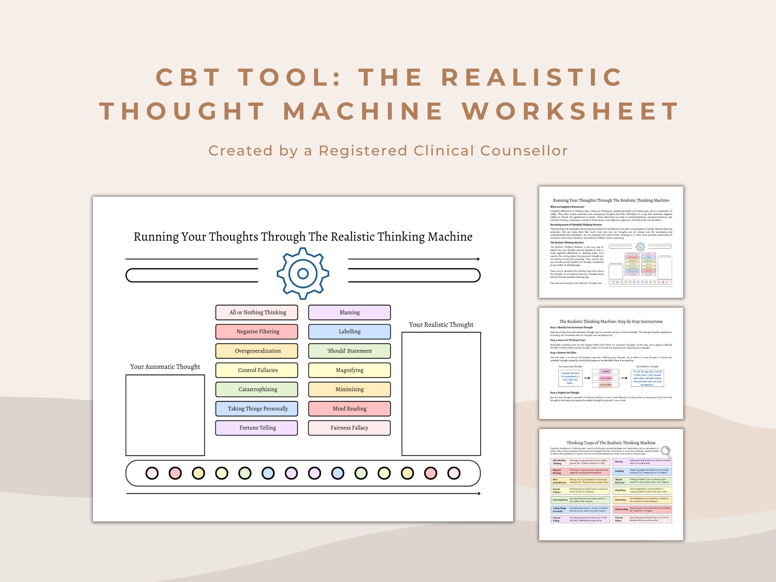 The Realistic Thought Machine Worksheet: Cognitive Behavioural Therapy ...