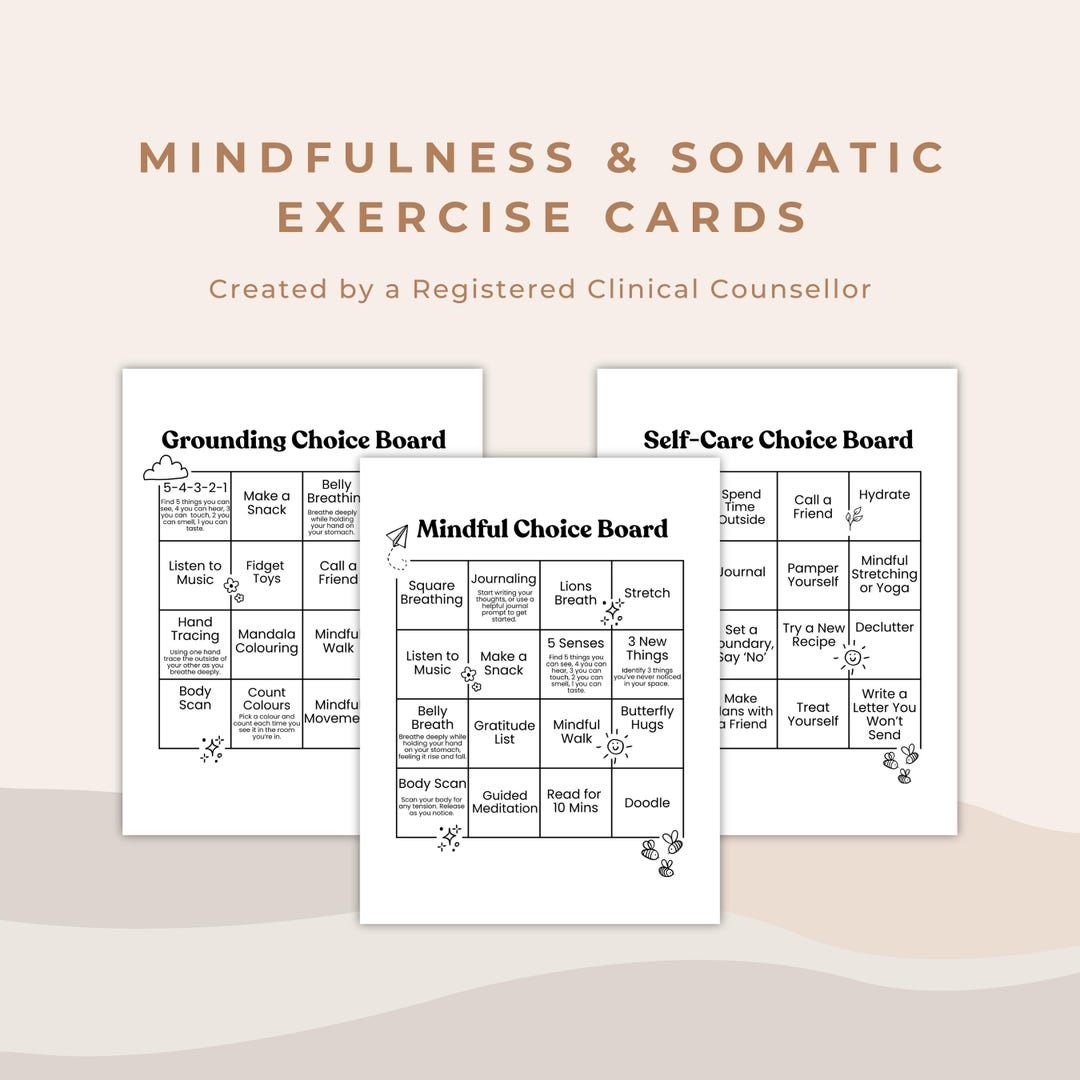 Choice Boards for Mental Health, Grounding, Mindfulness, and Self-care ...