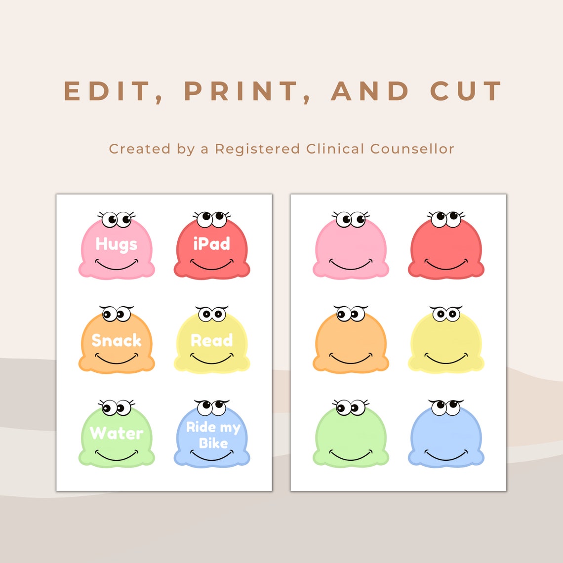 Coping Ice Cream Cones for Kids Emotional Regulation and Calm Corner ...