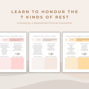 7 Types of Rest Self-care Workbook for Mental Health and Wellbeing ...