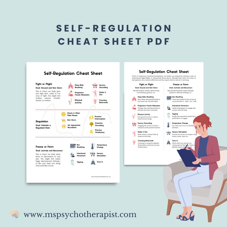 Self-regulation Cheat Sheet: Coping Strategies for Mental Health (PDF ...