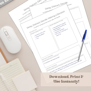 Impulse Control Tool: Delay, Distract, Decide DBT Worksheets (PDF) - Etsy