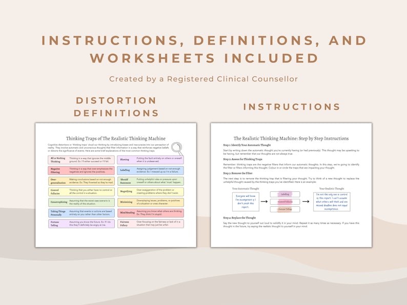 The Realistic Thought Machine Worksheet: Cognitive Behavioural Therapy ...