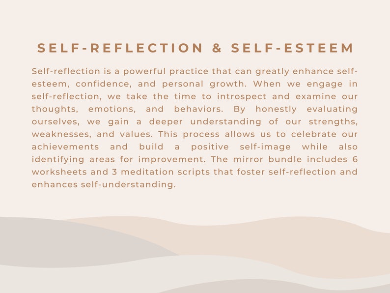 Self-esteem & Self-reflection Worksheet and Mindfulness Meditation ...