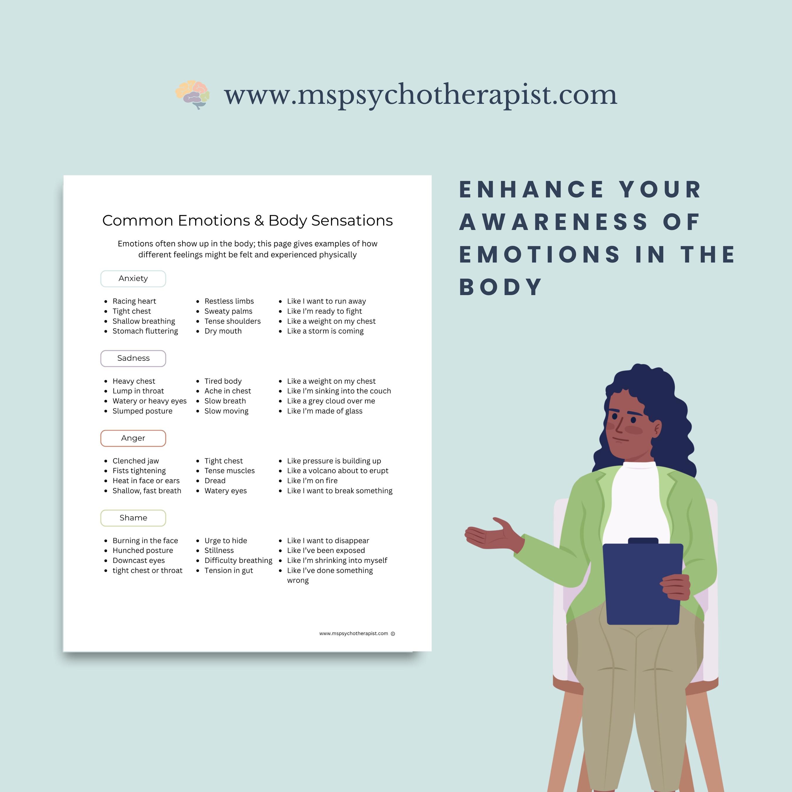 Sensory Vocabulary Reference Tool for Enhancing Somatic and Emotional ...