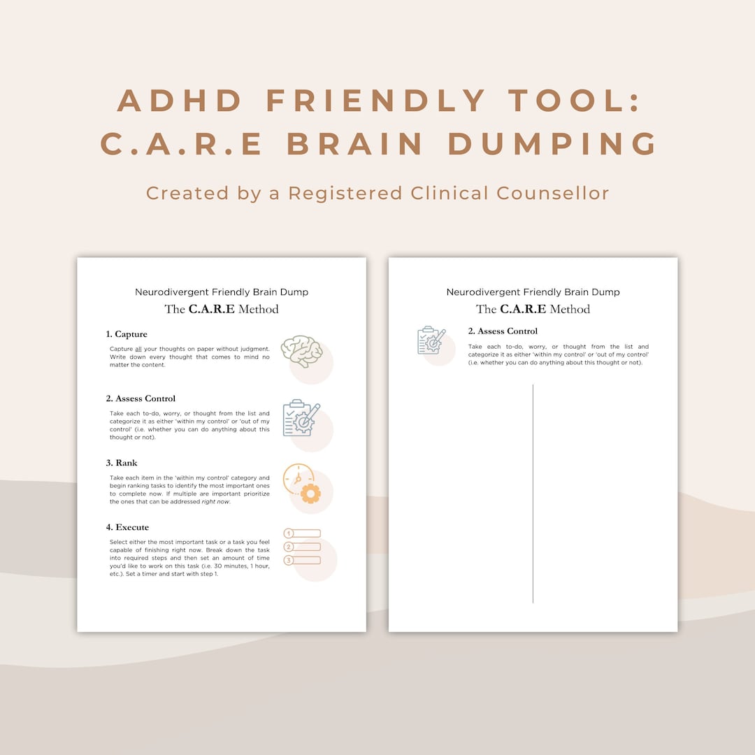 ADHD Overwhelm Worksheet: the Neurodivergent Brain Dump Tool | the CARE ...