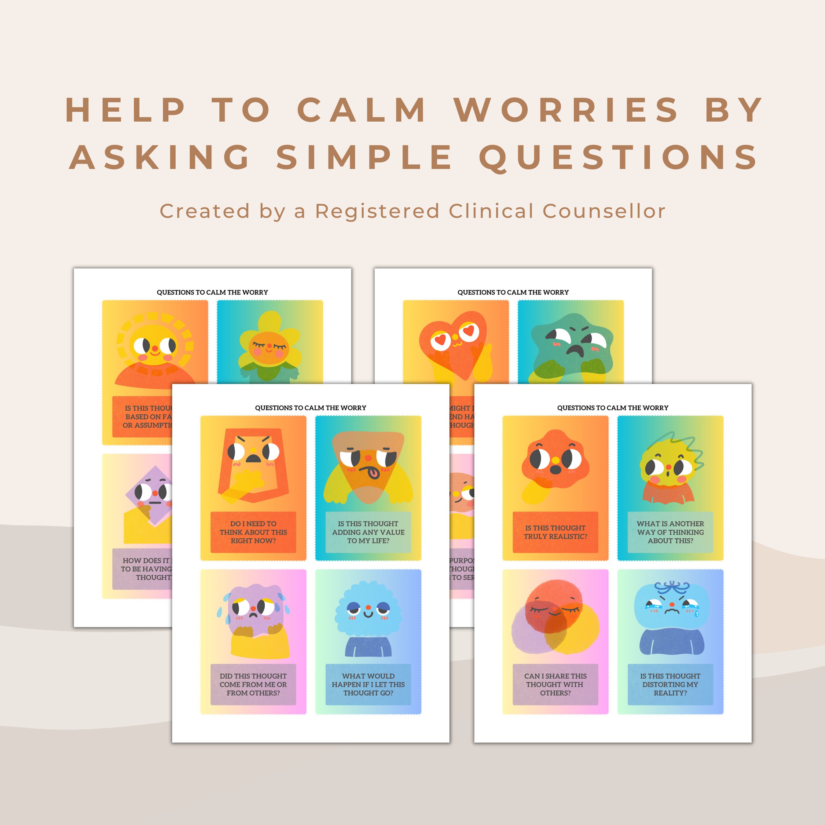 Calming Anxiety Card Pack: Questions to Calm the Worries | Therapy ...