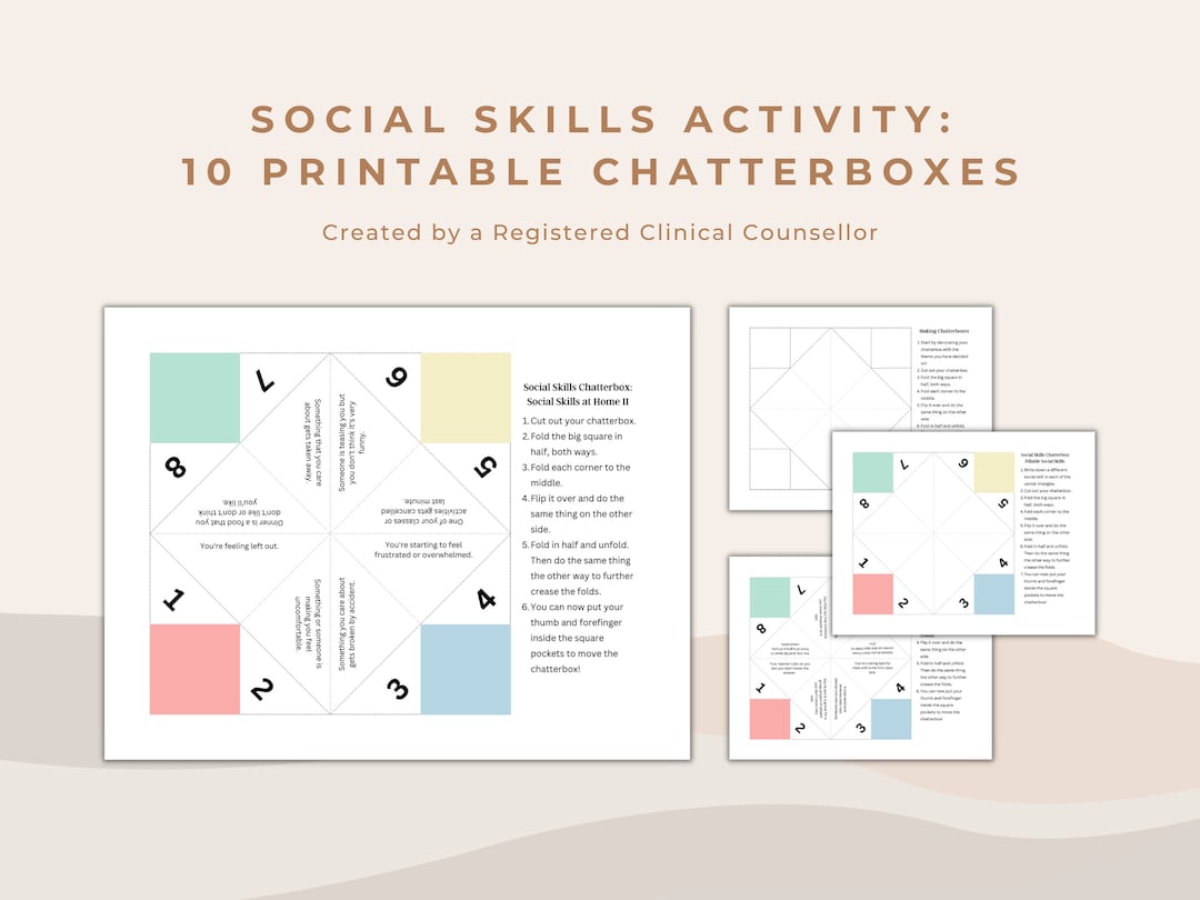Social Skills Chatterboxes or Fortune Tellers: Printable Resource for ...