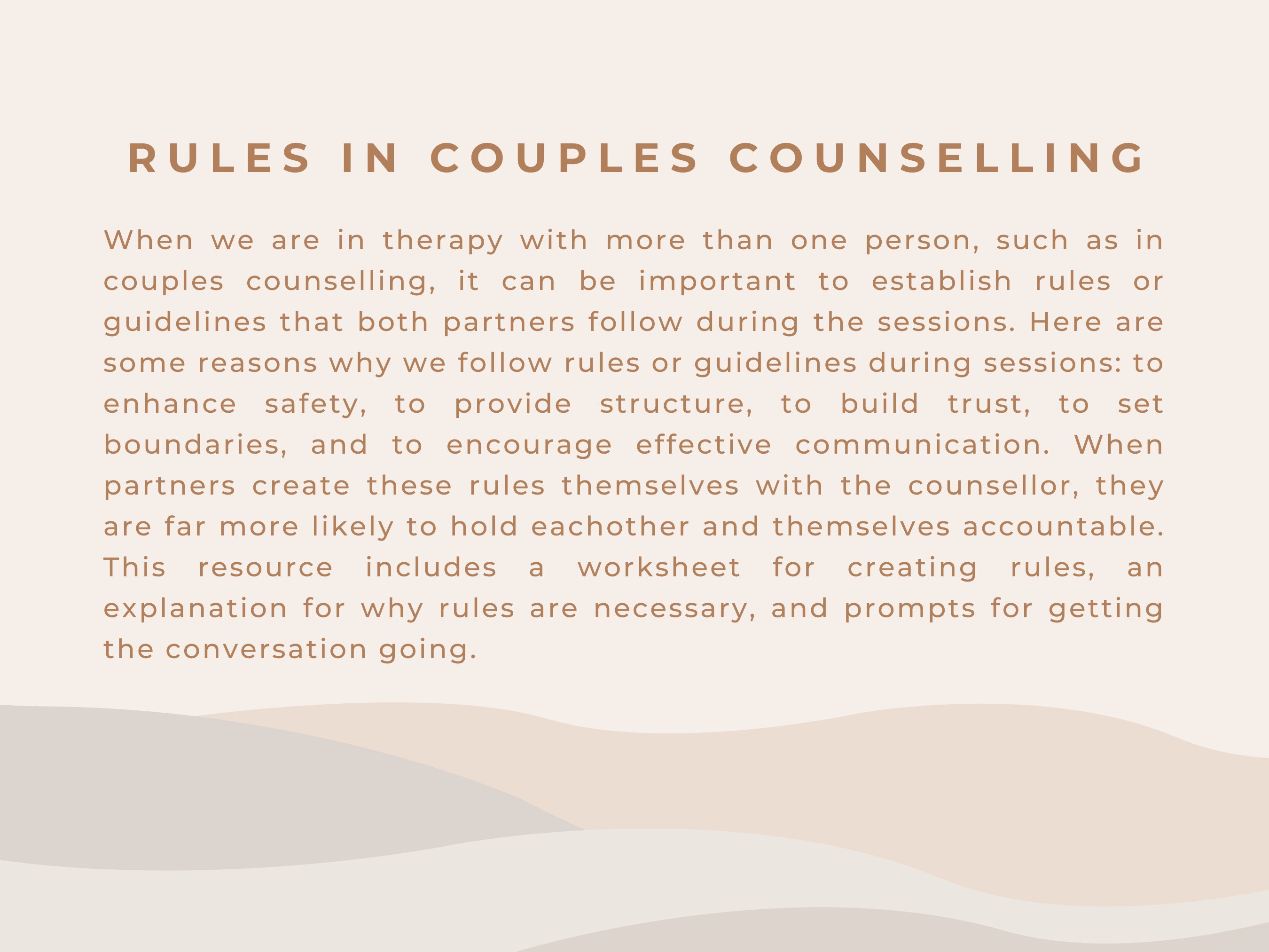 Couples Counselling Rules Worksheet: Boundaries & Communication (PDF ...