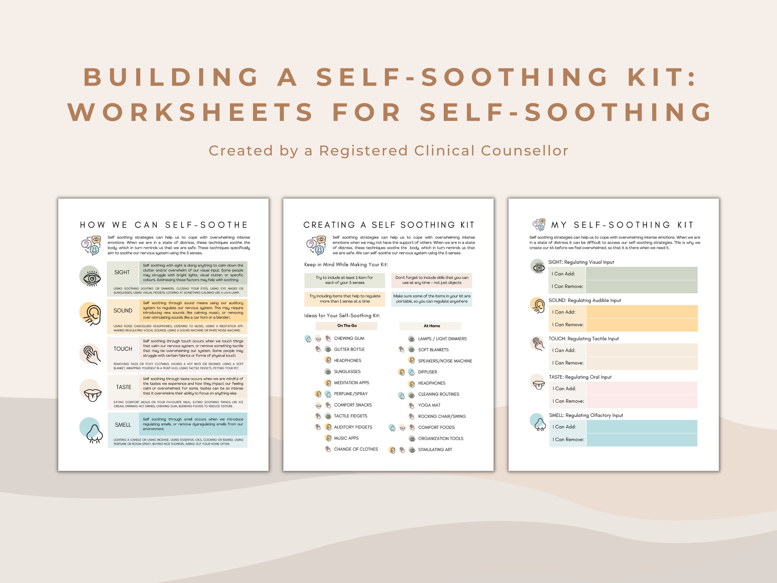 Self Soothing Kit Builder Therapeutic Worksheets for Calming - Etsy