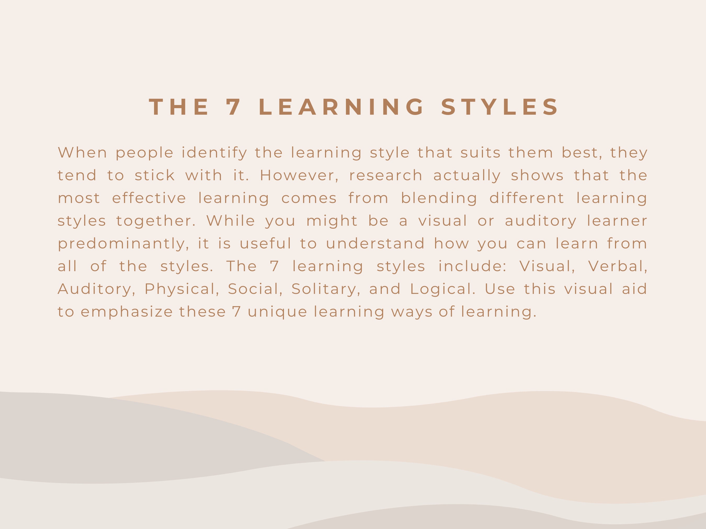 The 7 Learning Styles Psychoeducation Infographic: Support All - Etsy ...