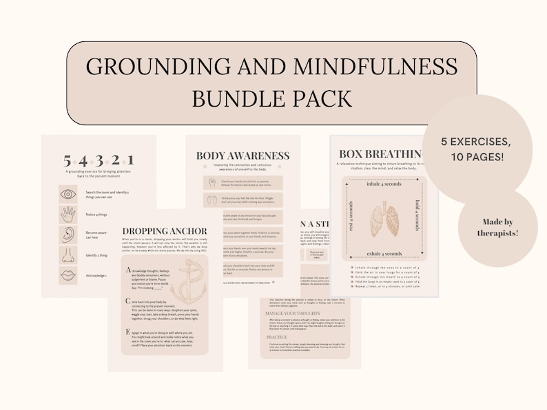 Grounding Mindfulness and Breathing Visual Aids and Posters - Etsy