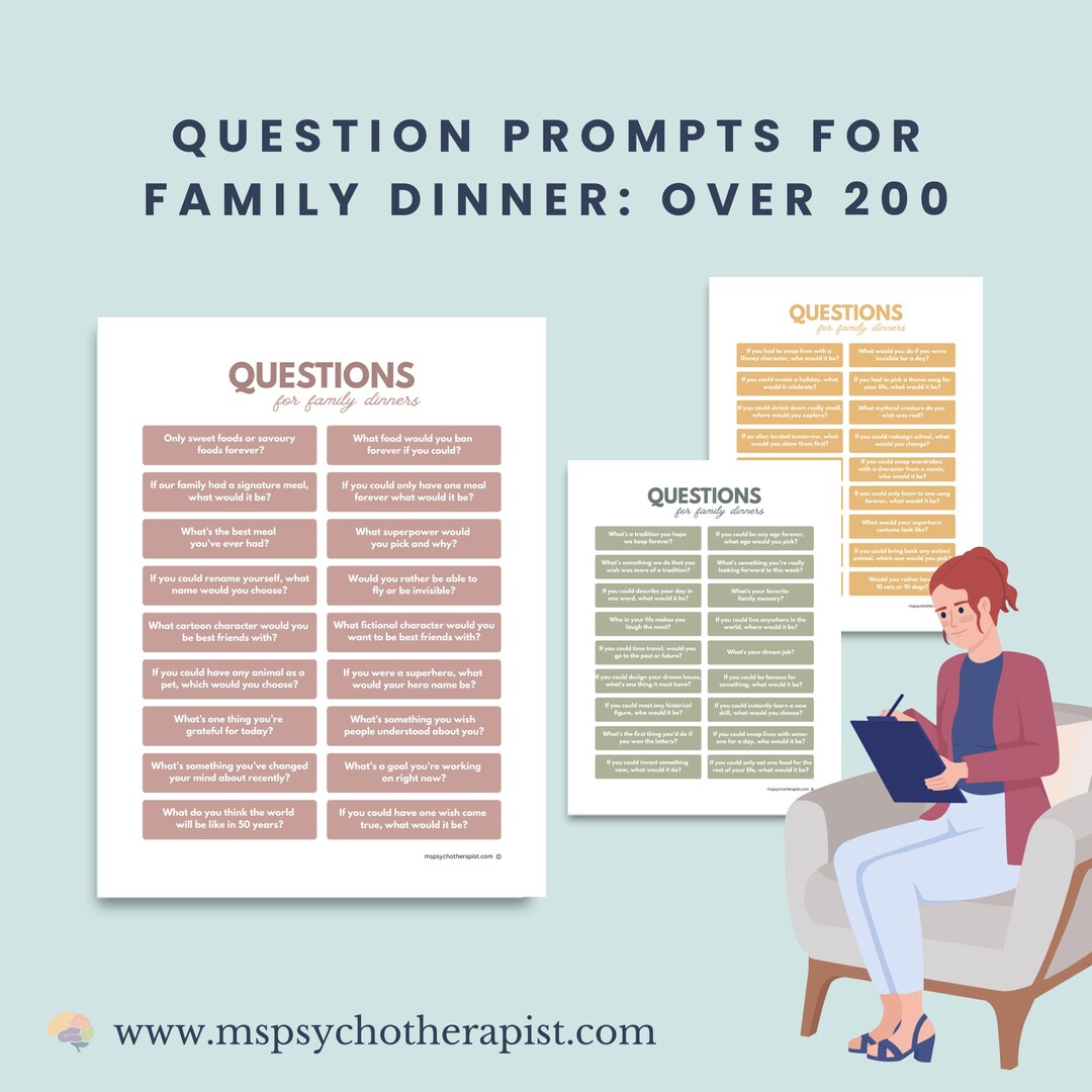 Questions for Family Dinners: Digital Download Resource for Connecting ...