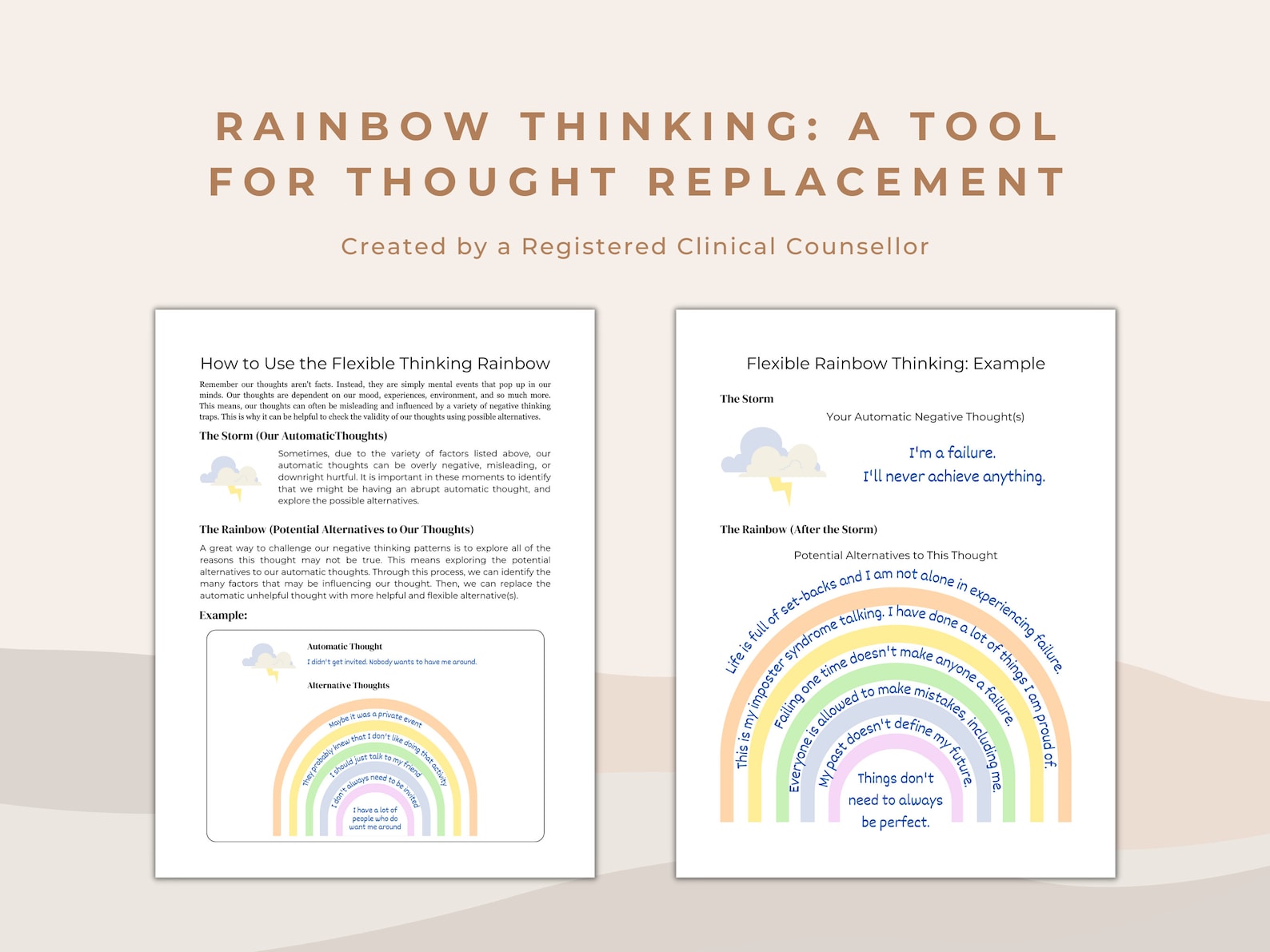 Flexible Thinking Rainbow Worksheet: CBT Thought Replacement (PDF) - Etsy