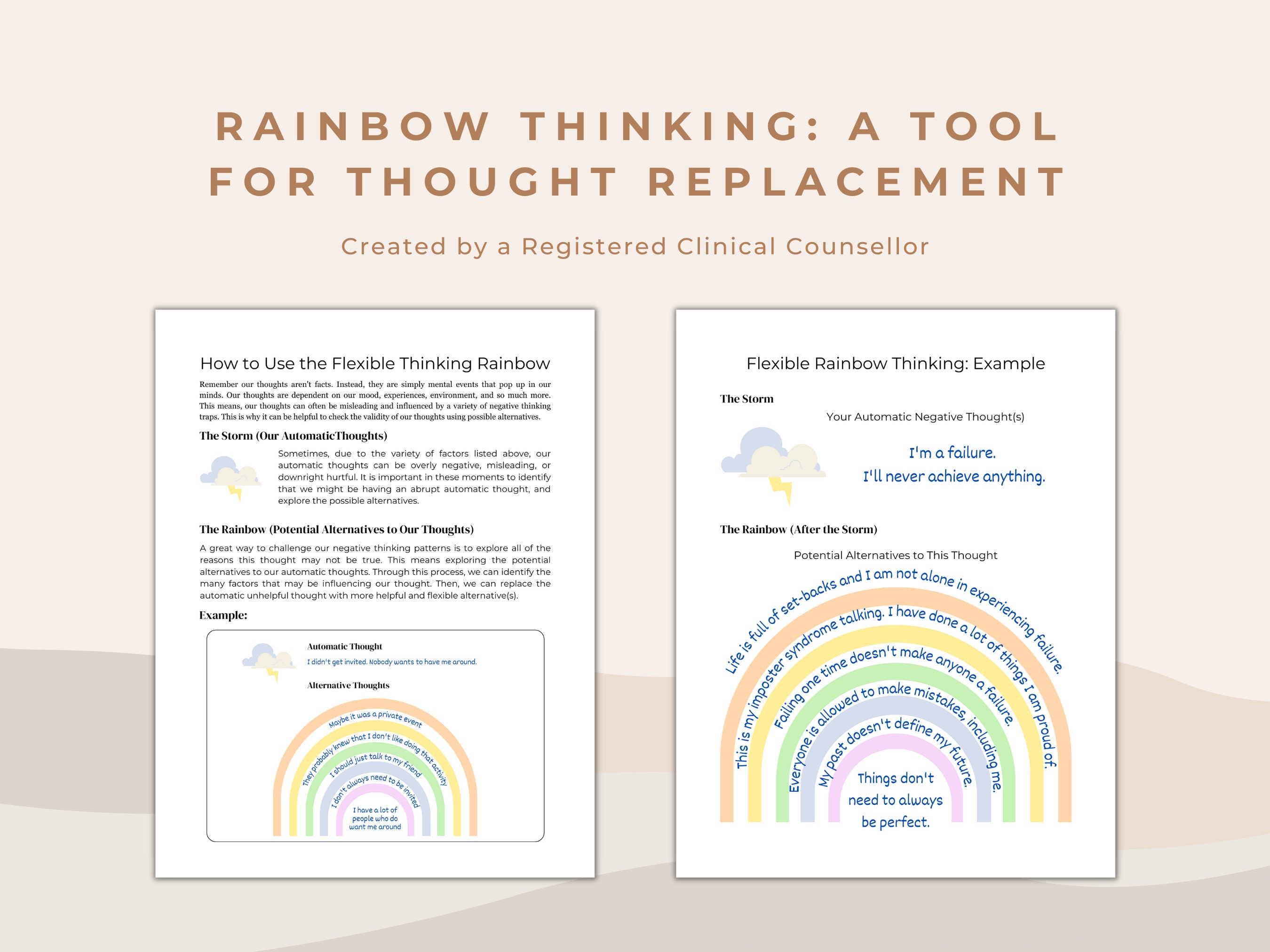 Flexible Thinking Rainbow Worksheet: CBT Thought Replacement (PDF) - Etsy