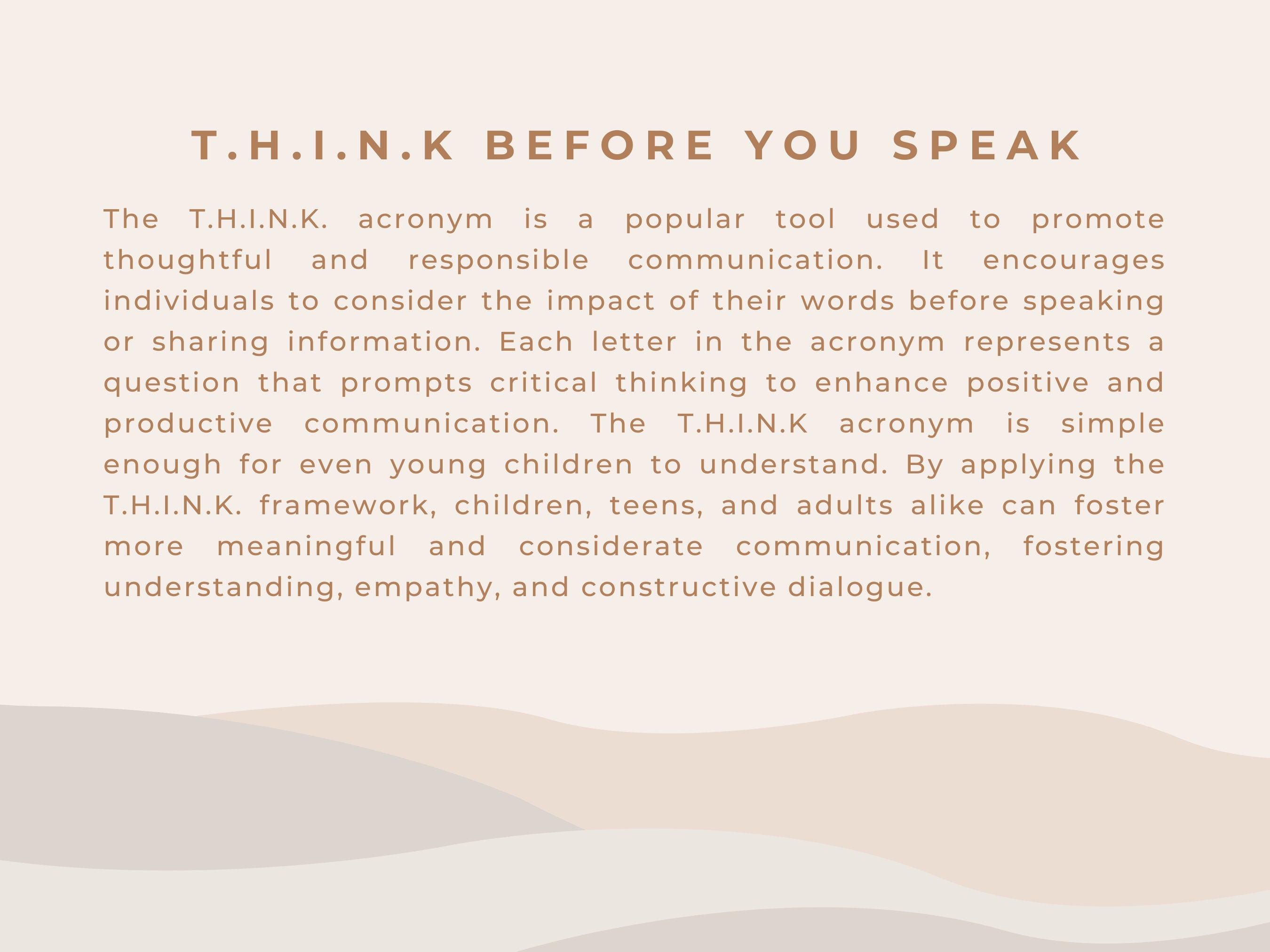 T.H.I.N.K Before You Speak Model for Enhancing Communication and Social Skills With Children ...