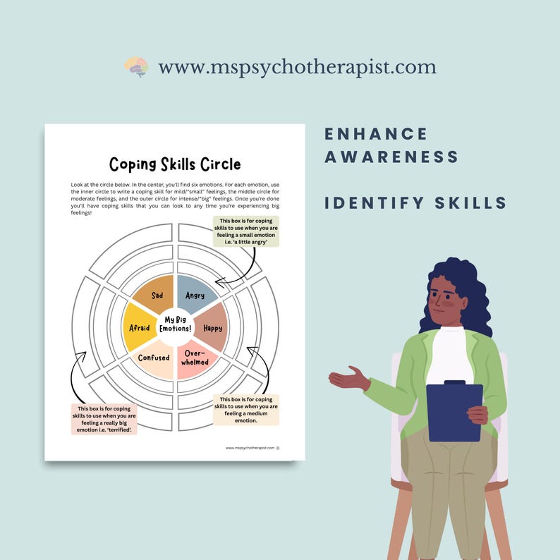 Coping Skills Circle: Emotional Intensity Worksheet (PDF) - Etsy