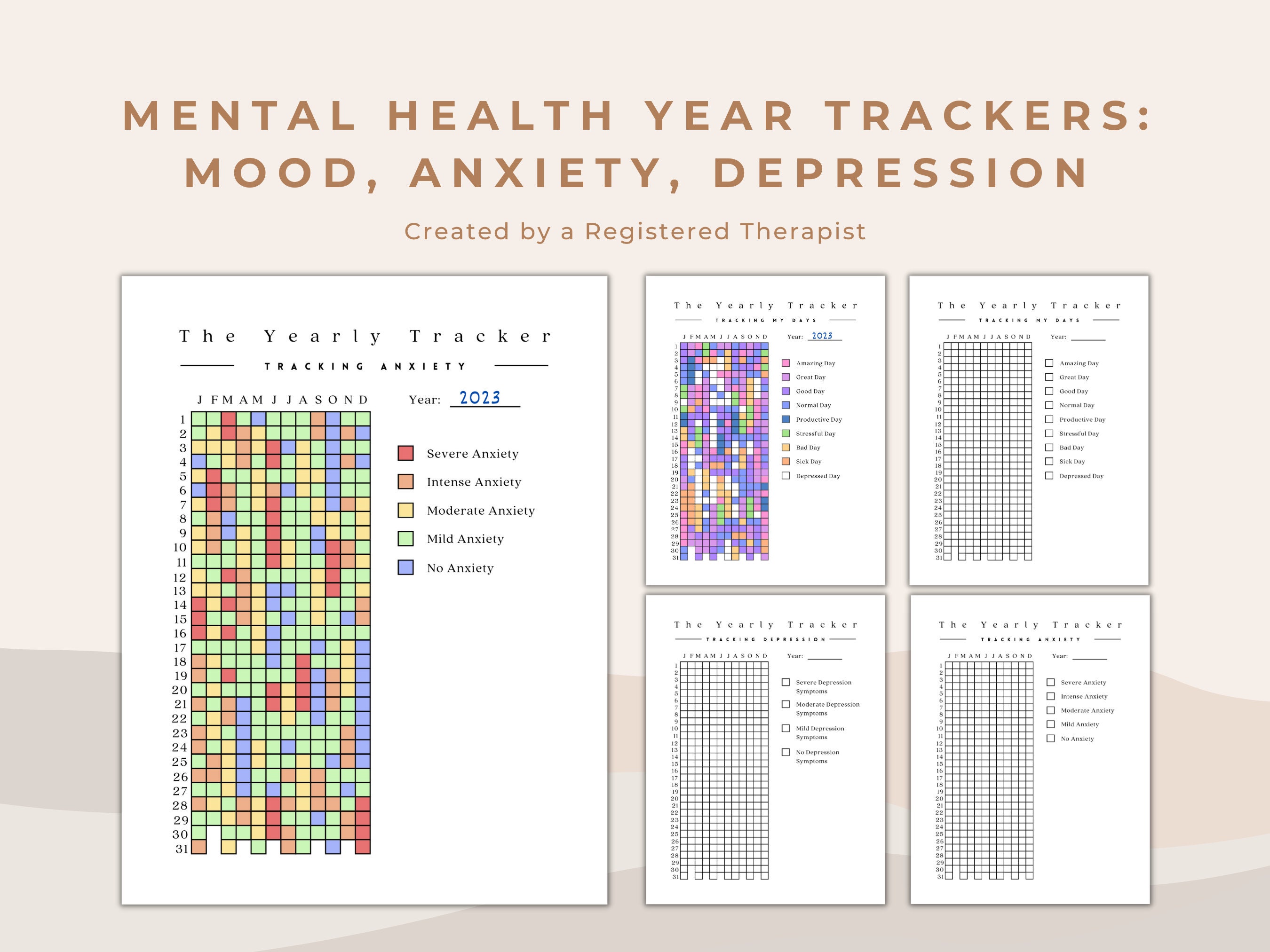 Yearly Mental Health, Mood, Anxiety, and Depression Trackers Tracking ...