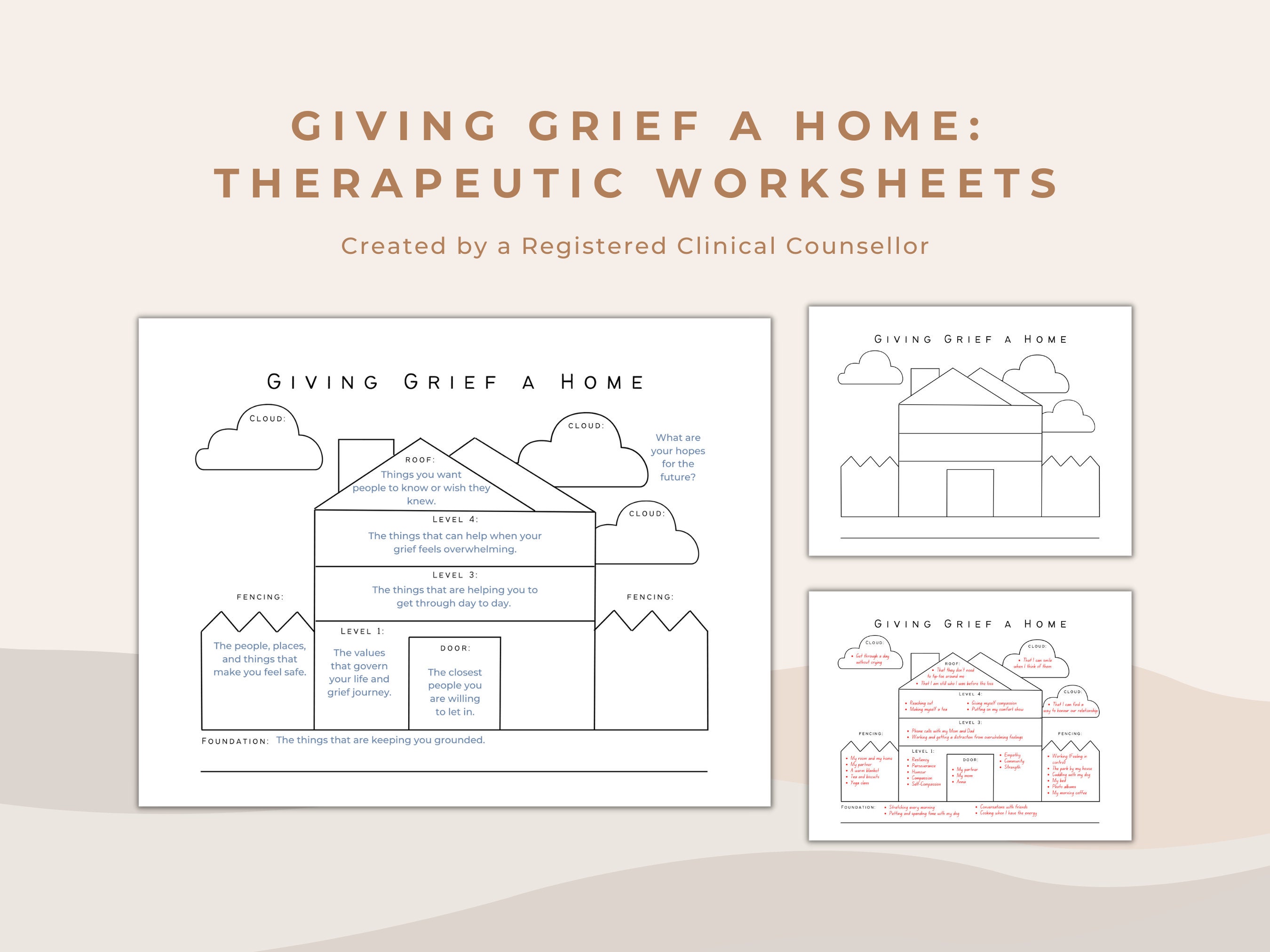 Grief House Worksheet: Therapeutic Activity for Grief Counseling (PDF ...