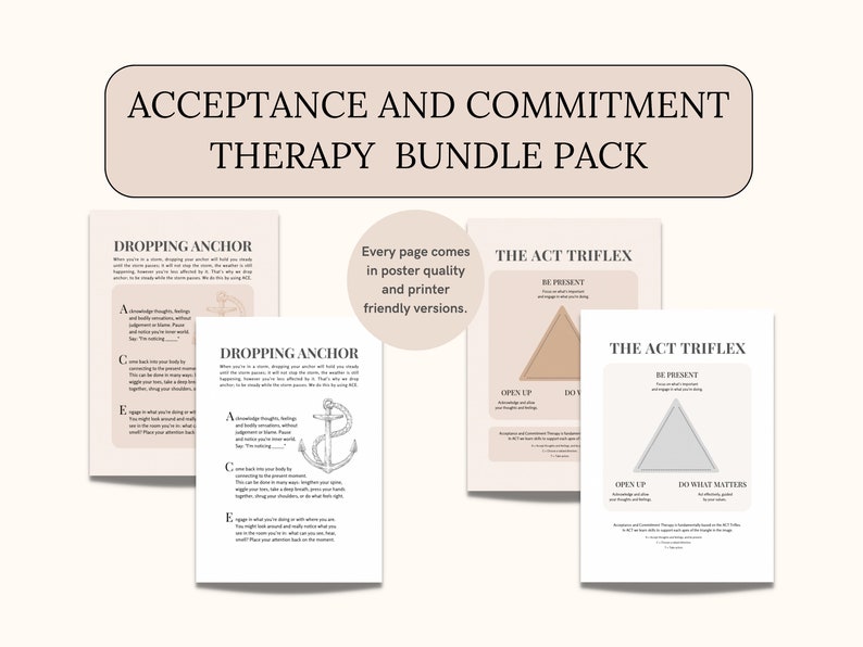 ACT Bundle Pack of Posters, Visual Aids, and Worksheets (acceptance and ...