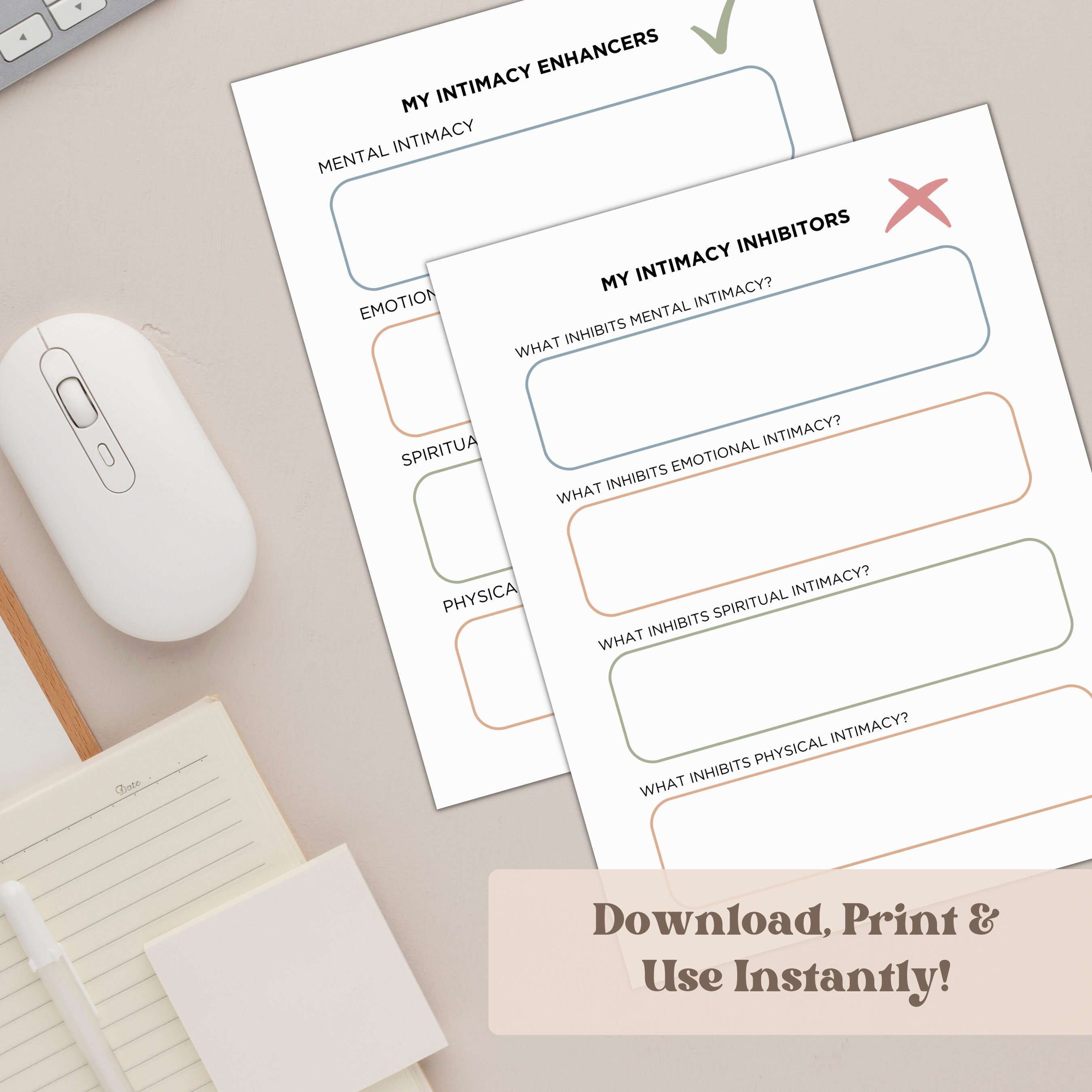 Intimacy Enhancers and Inhibitors Worksheet for Couples Counseling and ...