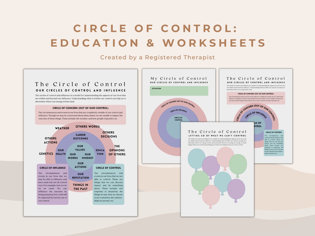 The Circle of Control and Influence Worksheets and Psychoeducation Tool ...