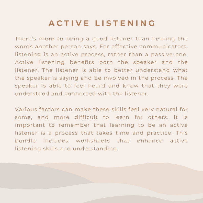 Active Listening Skills Worksheets: Communication Training (PDF) - Etsy