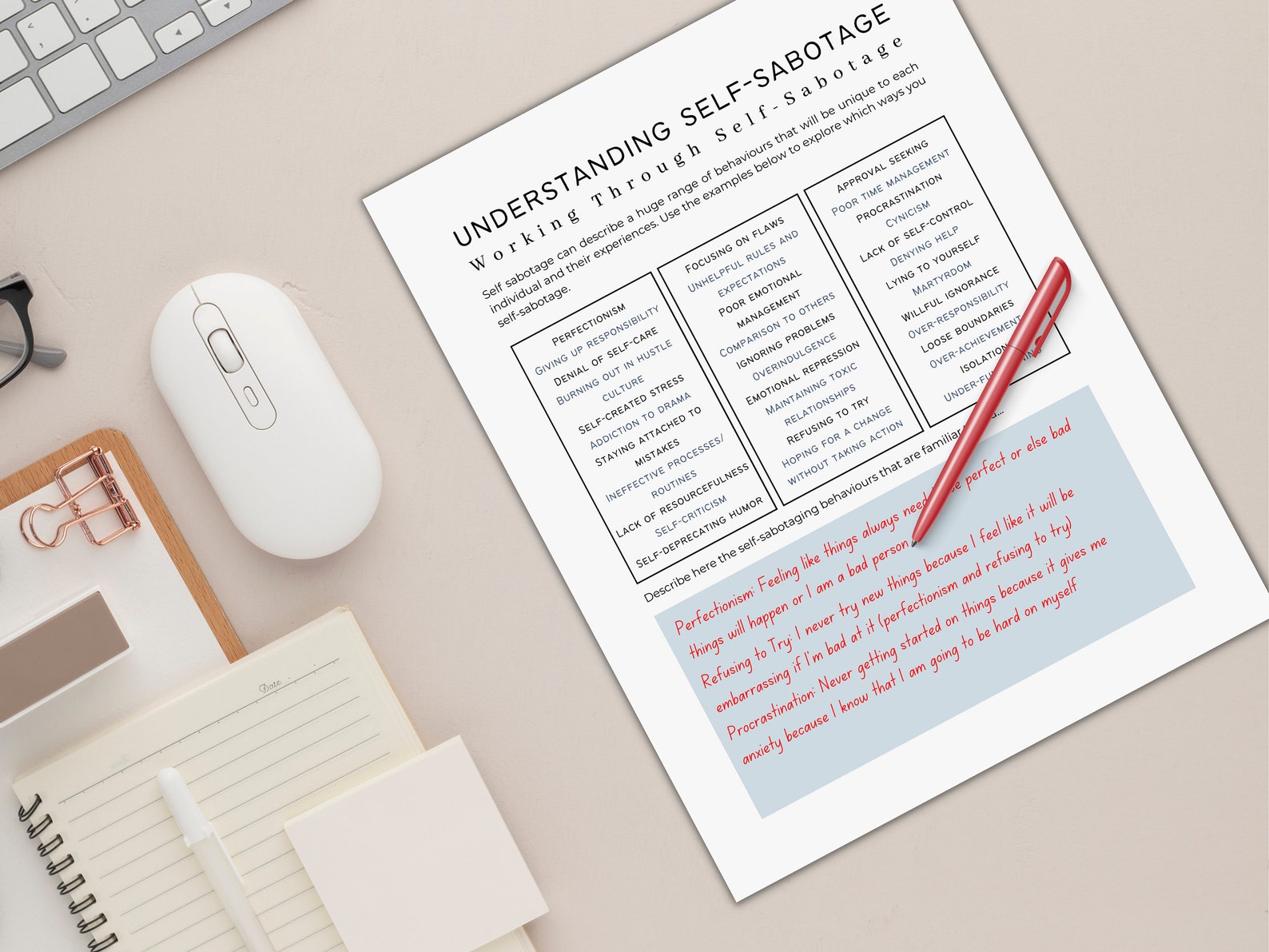 Self Sabotage Workbook: Psychoeducation Tools & Worksheets (digital ...