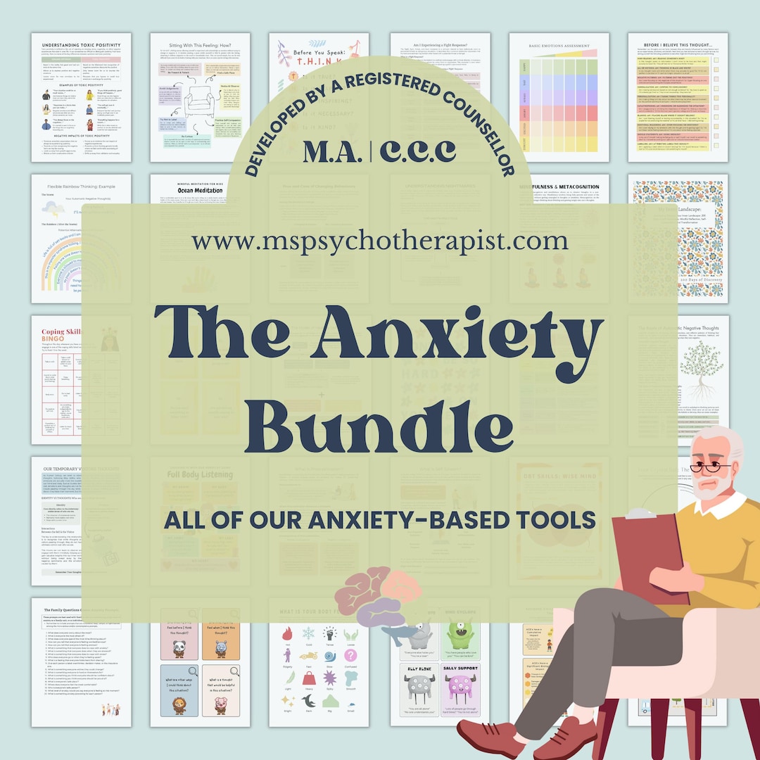 Anxiety Therapy Mega Bundle | Anxiety Treatment Worksheets, Exercises ...