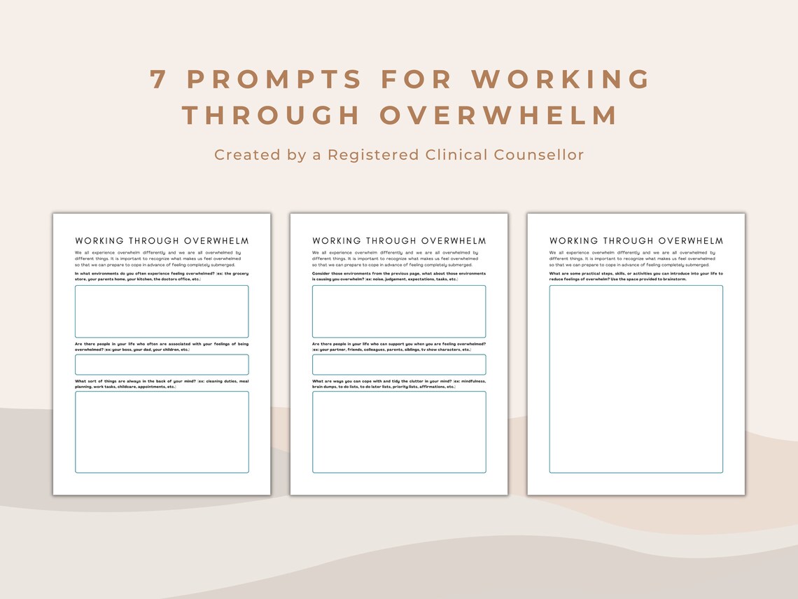 Overwhelm Vs Underwhelm Worksheets and Psychoeducation Tool for ...