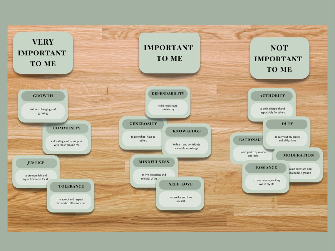Values Identification and Exploration Cards for Therapeutic - Etsy