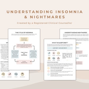 Sleep Hygiene and Insomnia Cards With Sleep Habit Tracker and Nightmare ...