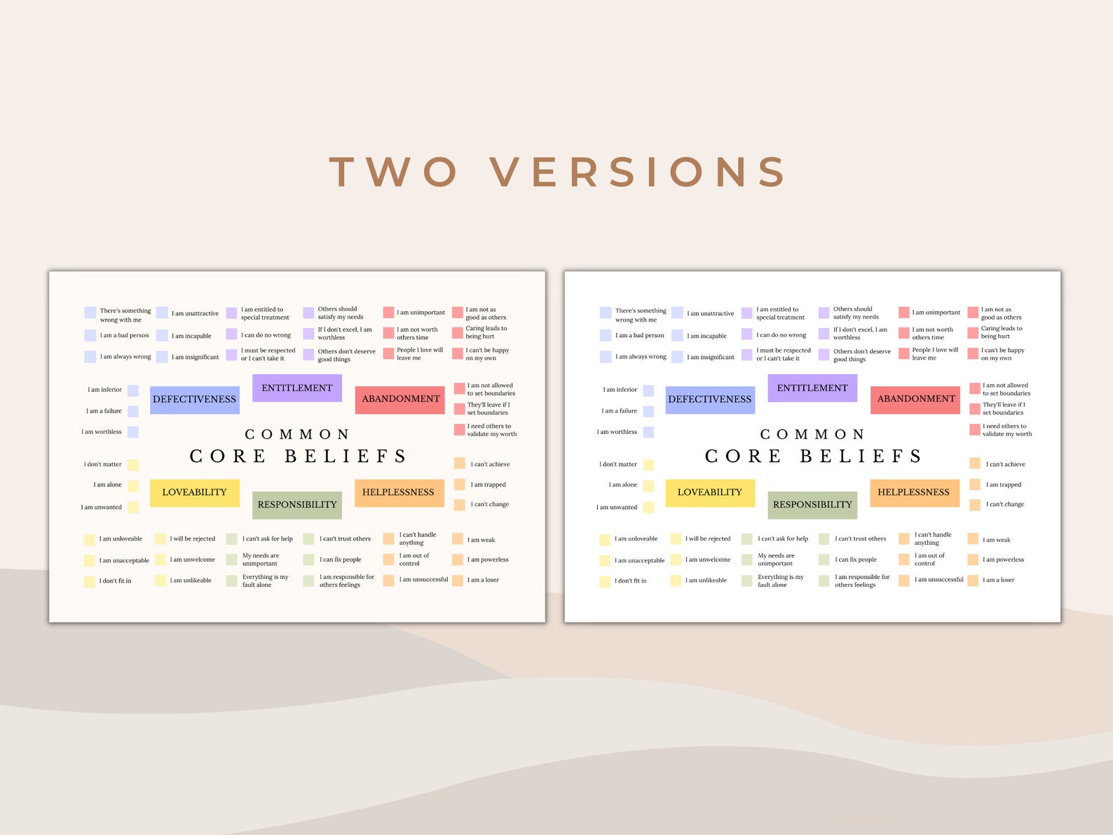 CBT Common Core Beliefs Tool for Mental Health Practice - Etsy