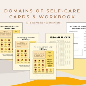 Domains of Self-care Education Pack and Self-care Workbook Bundle ...