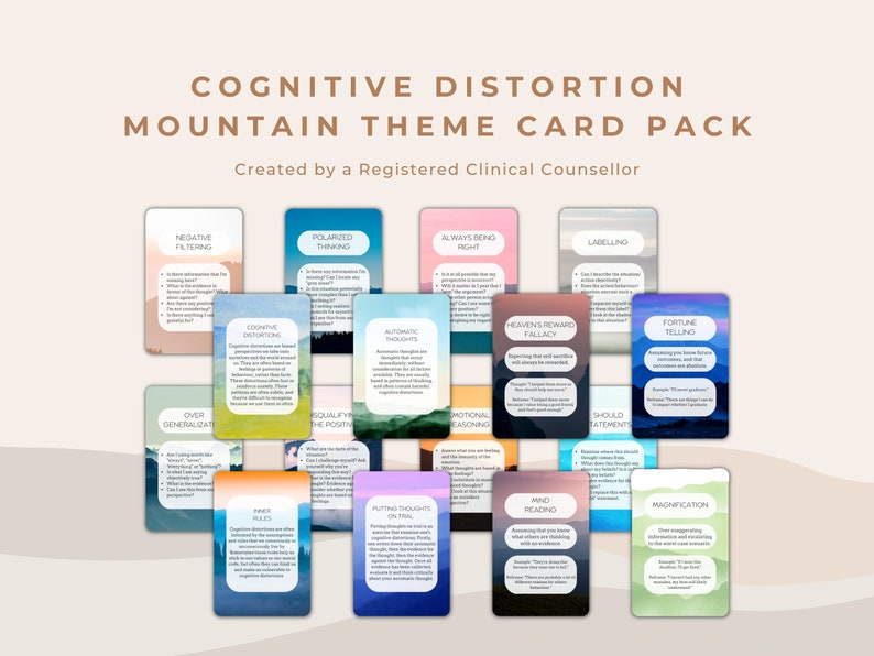 Cognitive Distortions and Coping Skills Mountain Card Pack (52 CARDS ...