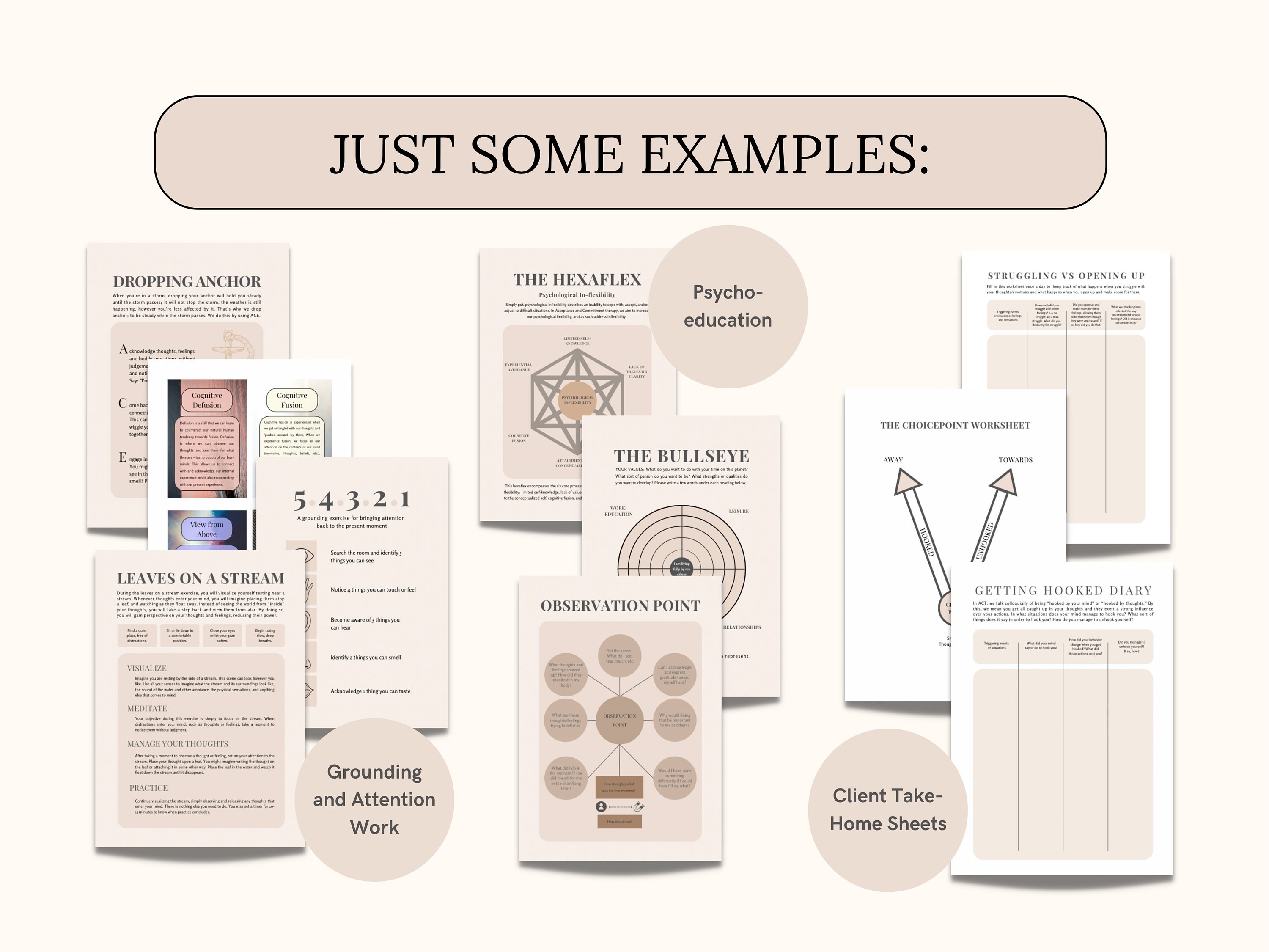 ACT Bundle Pack of Posters, Visual Aids, and Worksheets (acceptance and ...