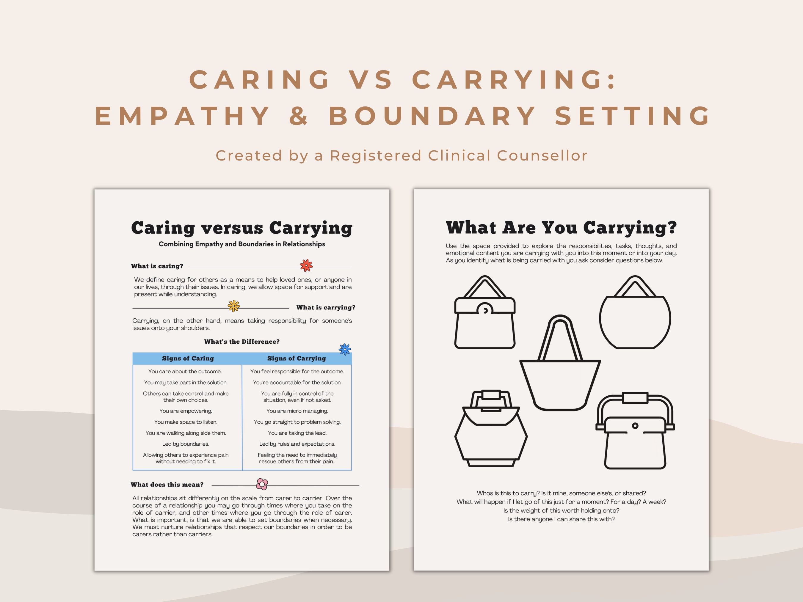 Caring Vs Carrying: Worksheet for Setting Healthy Boundaries - Etsy