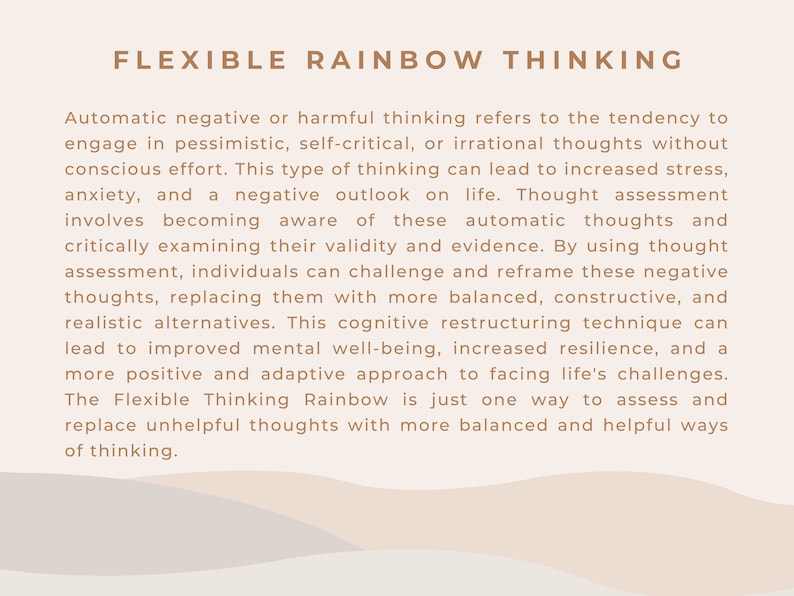 Flexible Thinking Rainbow Worksheet: CBT Thought Replacement (PDF) - Etsy