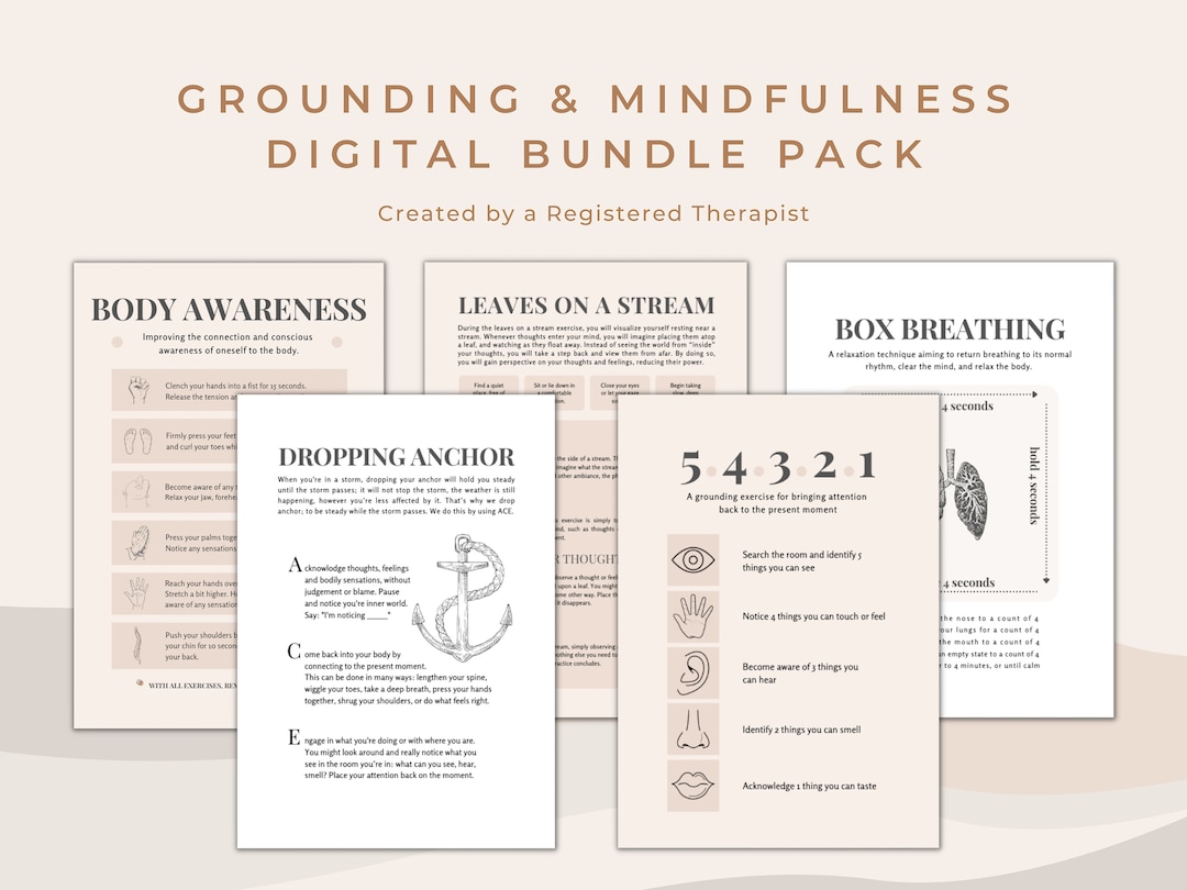 Grounding, Mindfulness and Breathing Visual Aids and Posters - Etsy