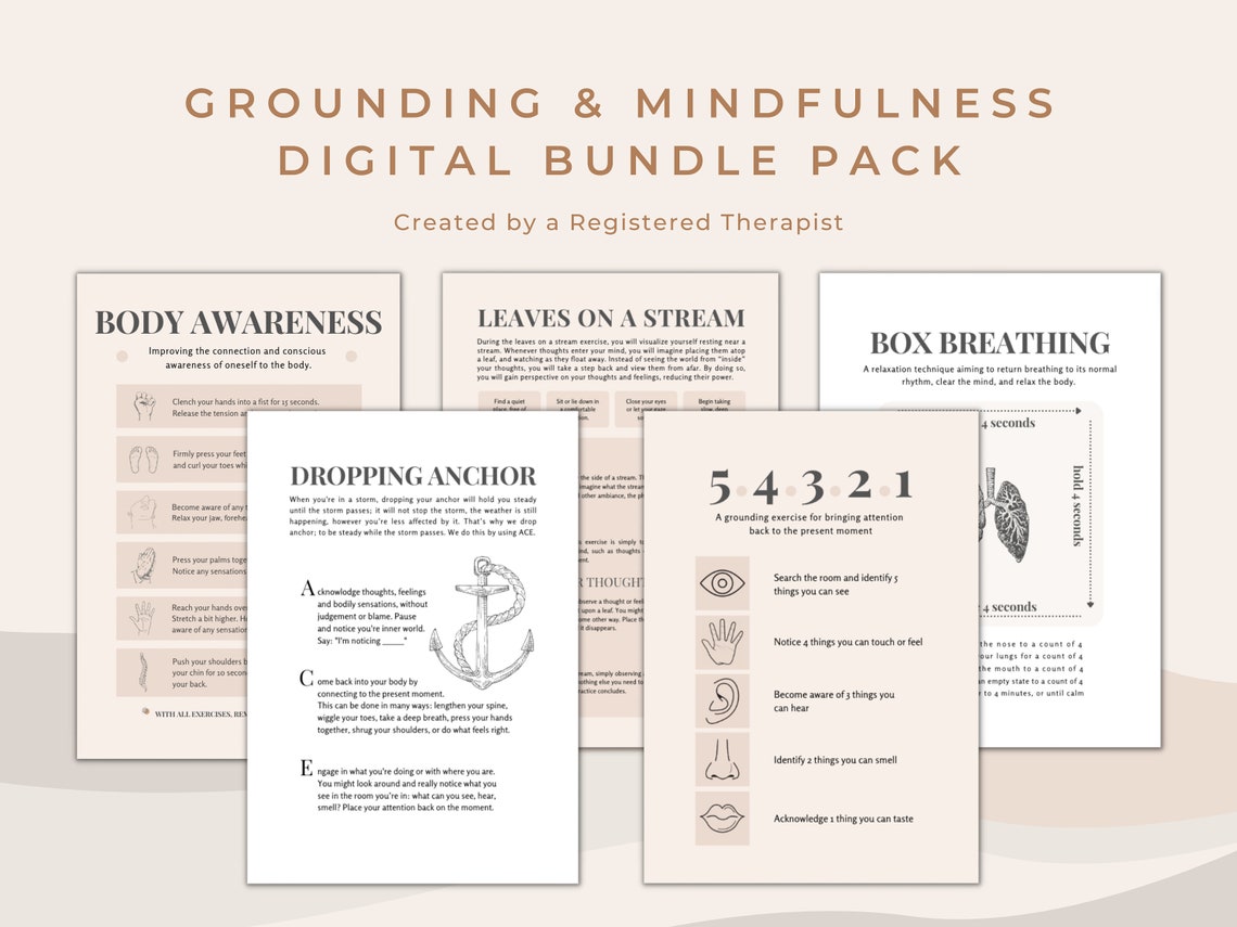 Grounding Mindfulness and Breathing Visual Aids and Posters - Etsy