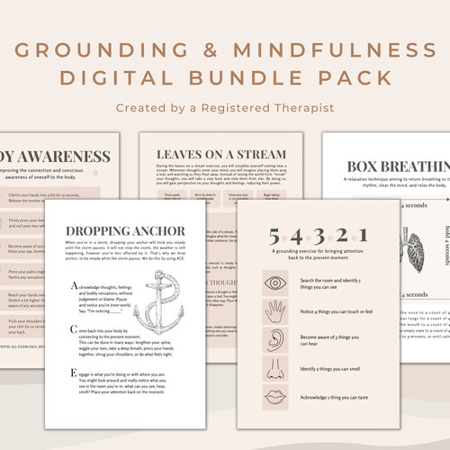 Grounding Mindfulness and Breathing Visual Aids and Posters - Etsy