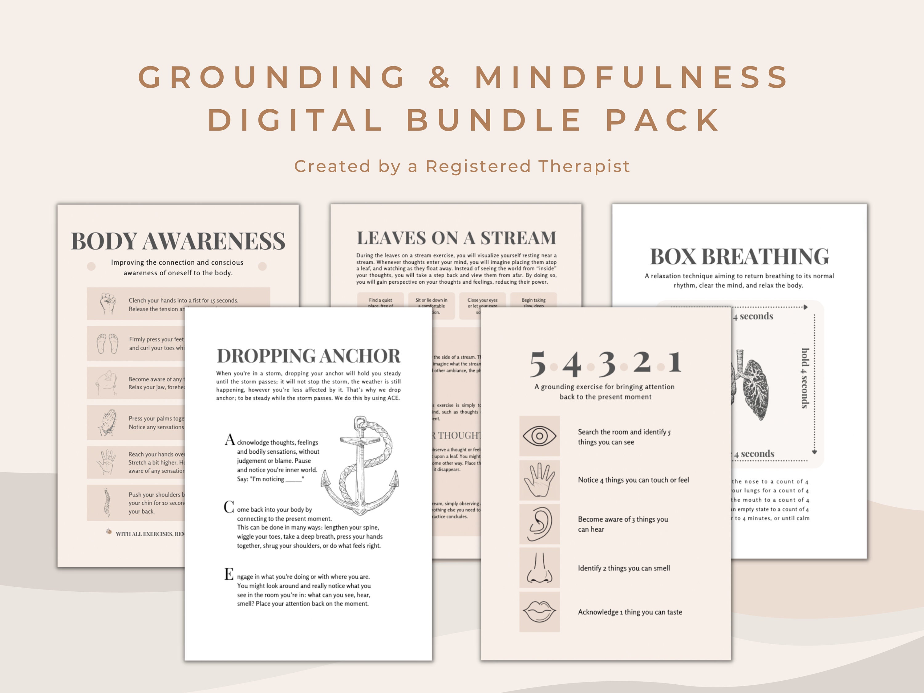 Grounding Mindfulness and Breathing Visual Aids and Posters - Etsy
