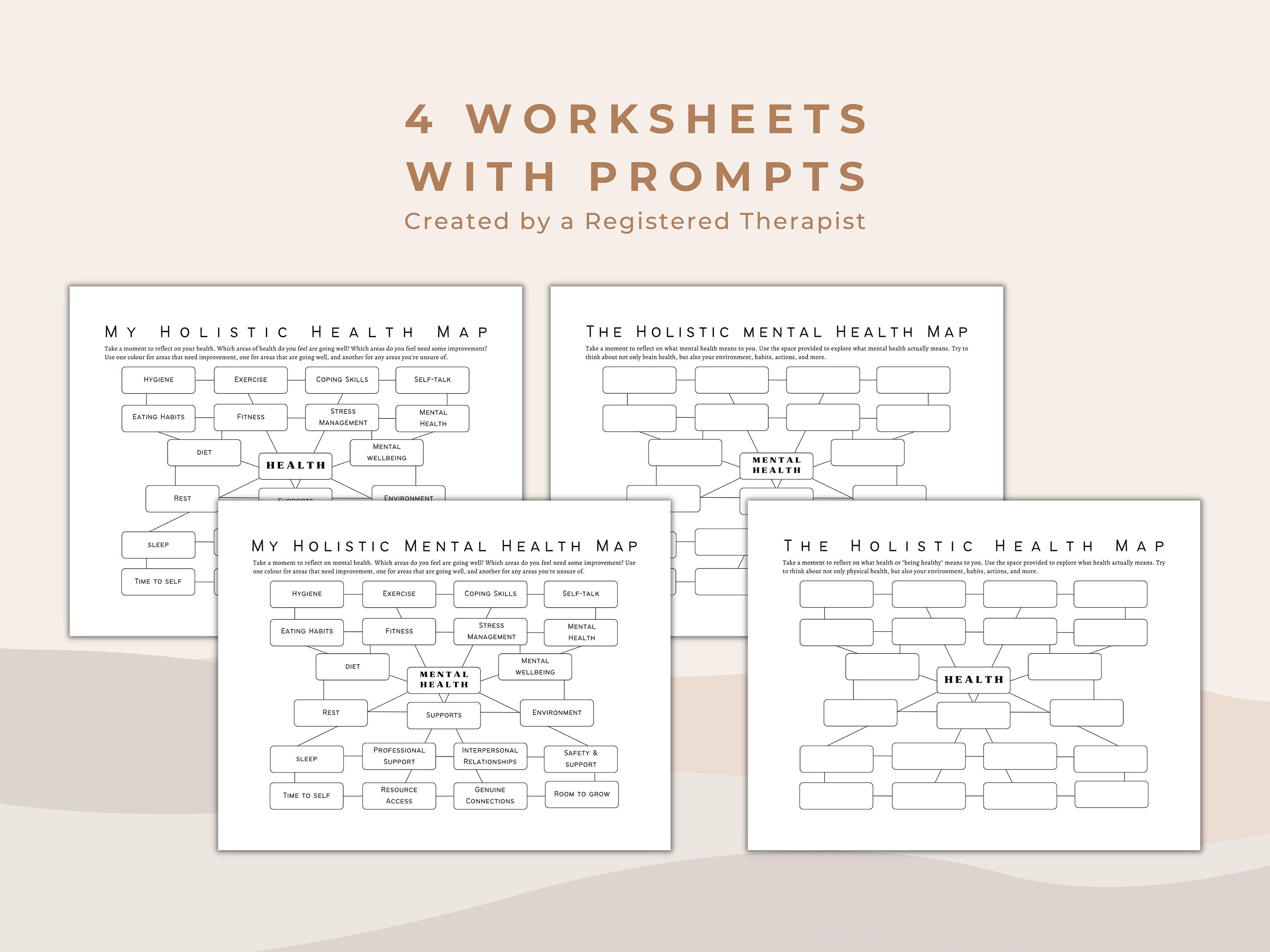 Holistic Mental Health Map & Worksheet Bundle (PDF) - Etsy