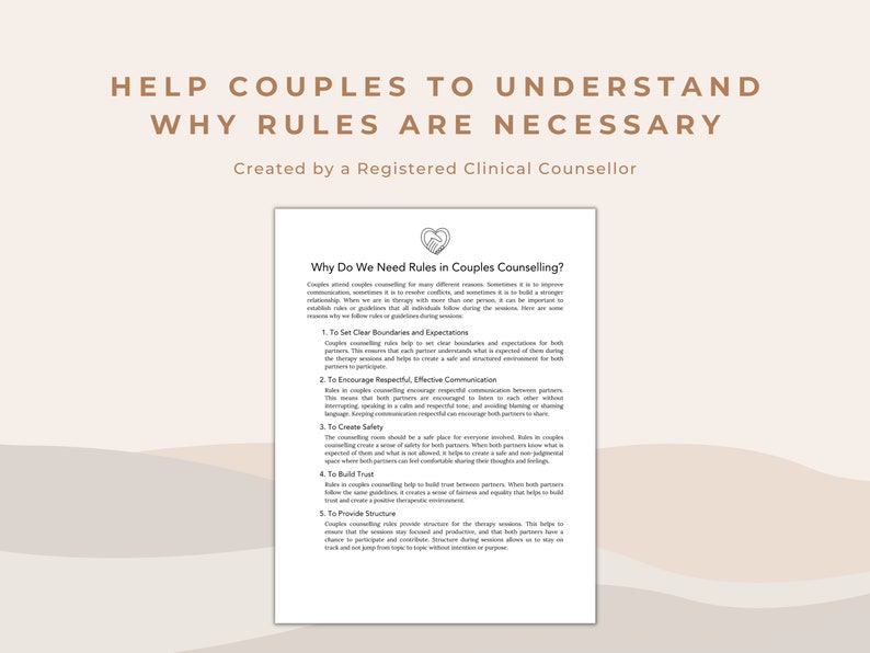 Couples Counselling Rules Worksheet: Boundaries & Communication (PDF ...